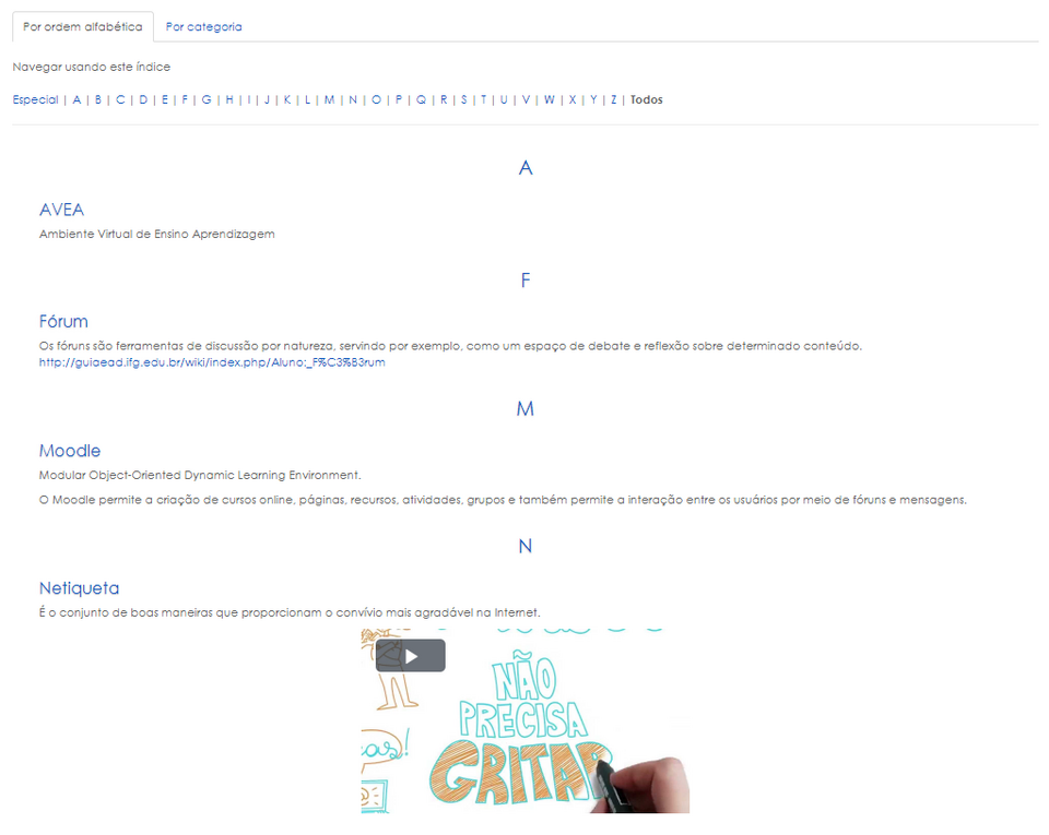 Aluno: Glossário - GuiaEaD